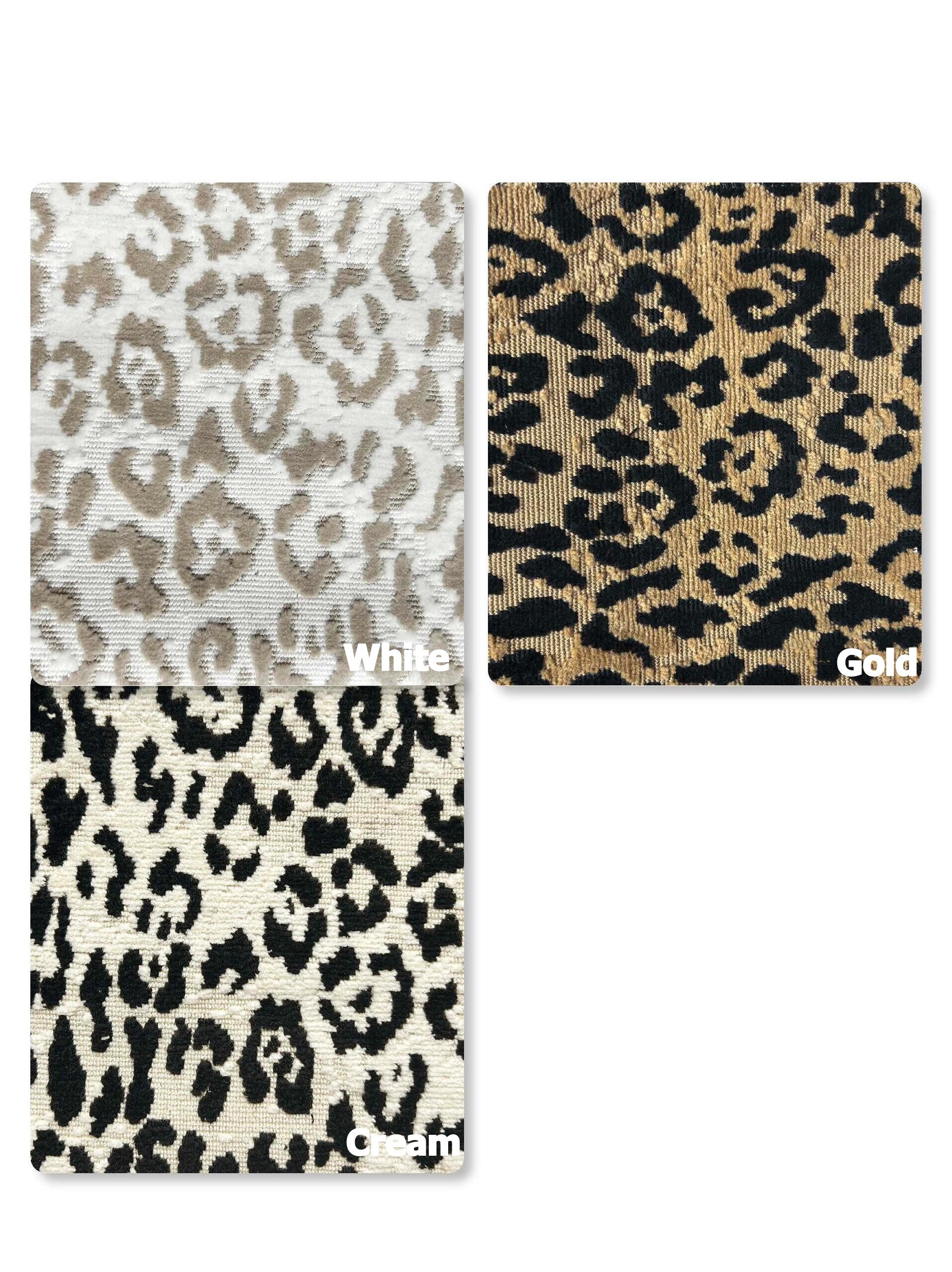 Heavy Weight 100% Cotton Leopard Cut Velvet Upholstery Fabricgold Black ...