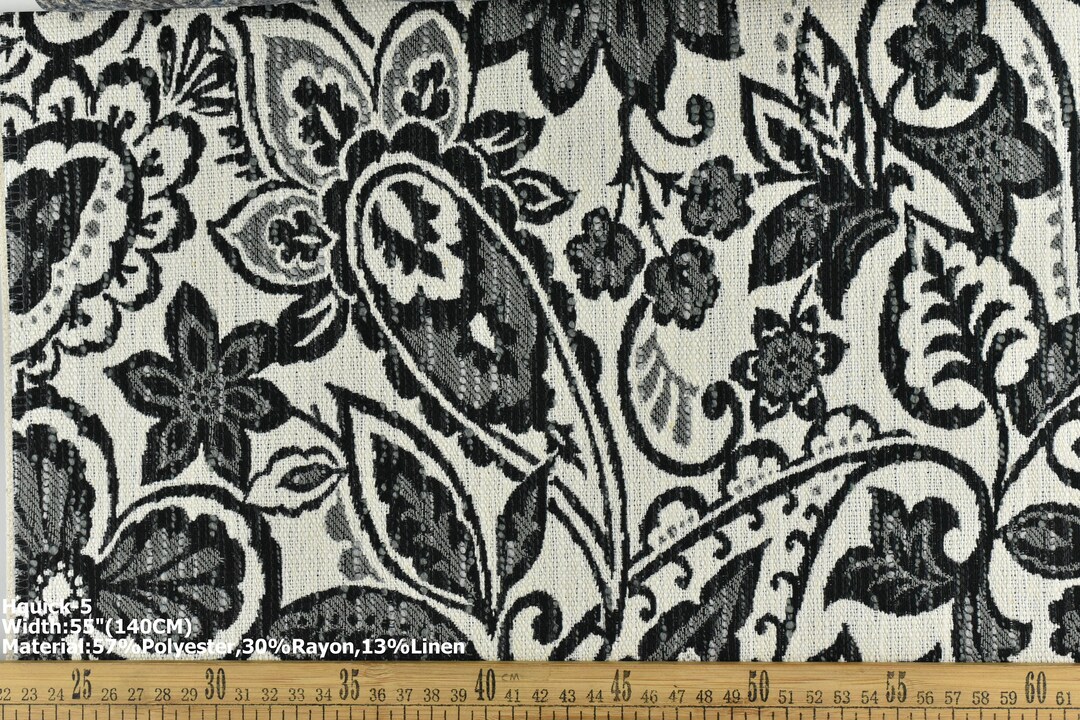Vintage Black and Cream Foral Geometric Strip Pattern Traditional ...
