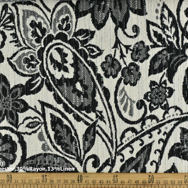Black And Cream Upholstery Fabric