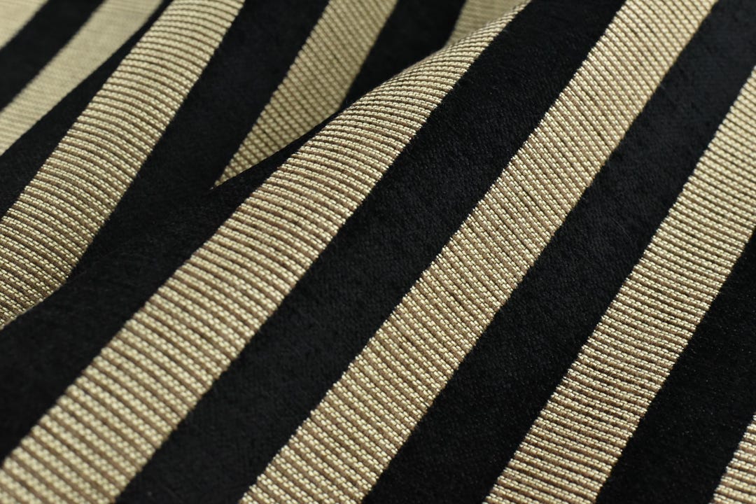 Designer Heavy Weight Black and Brownish Grey Unique Stripe Textured ...