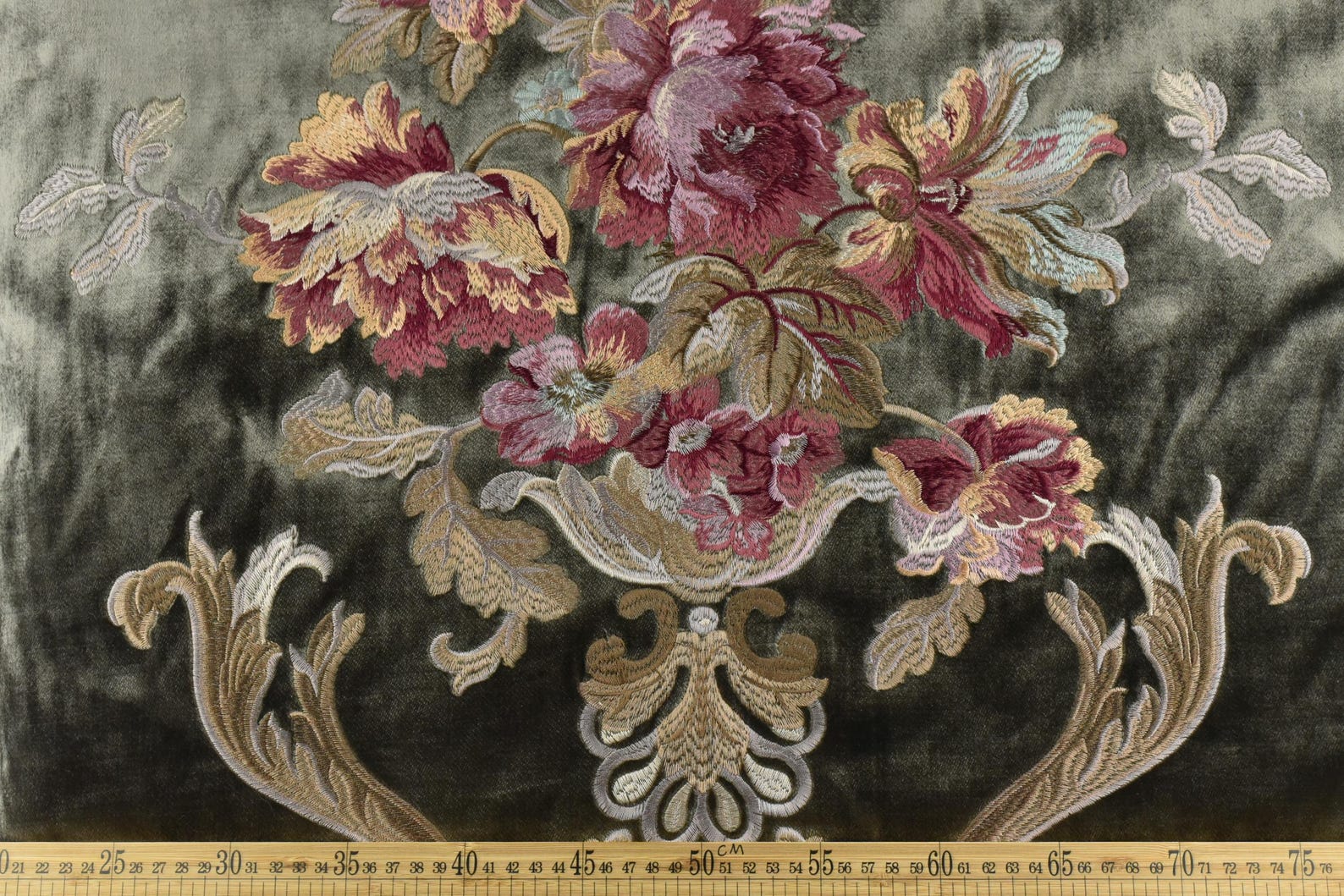 Clearance Sale!french Pinky Red and Gold Embroidered Large Floral on ...