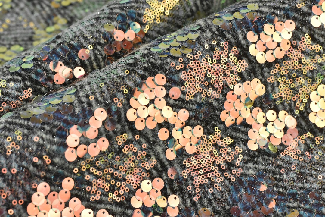 Heavy Weight Wool Blend Fabric Embroidered With Colorful Sequins ...