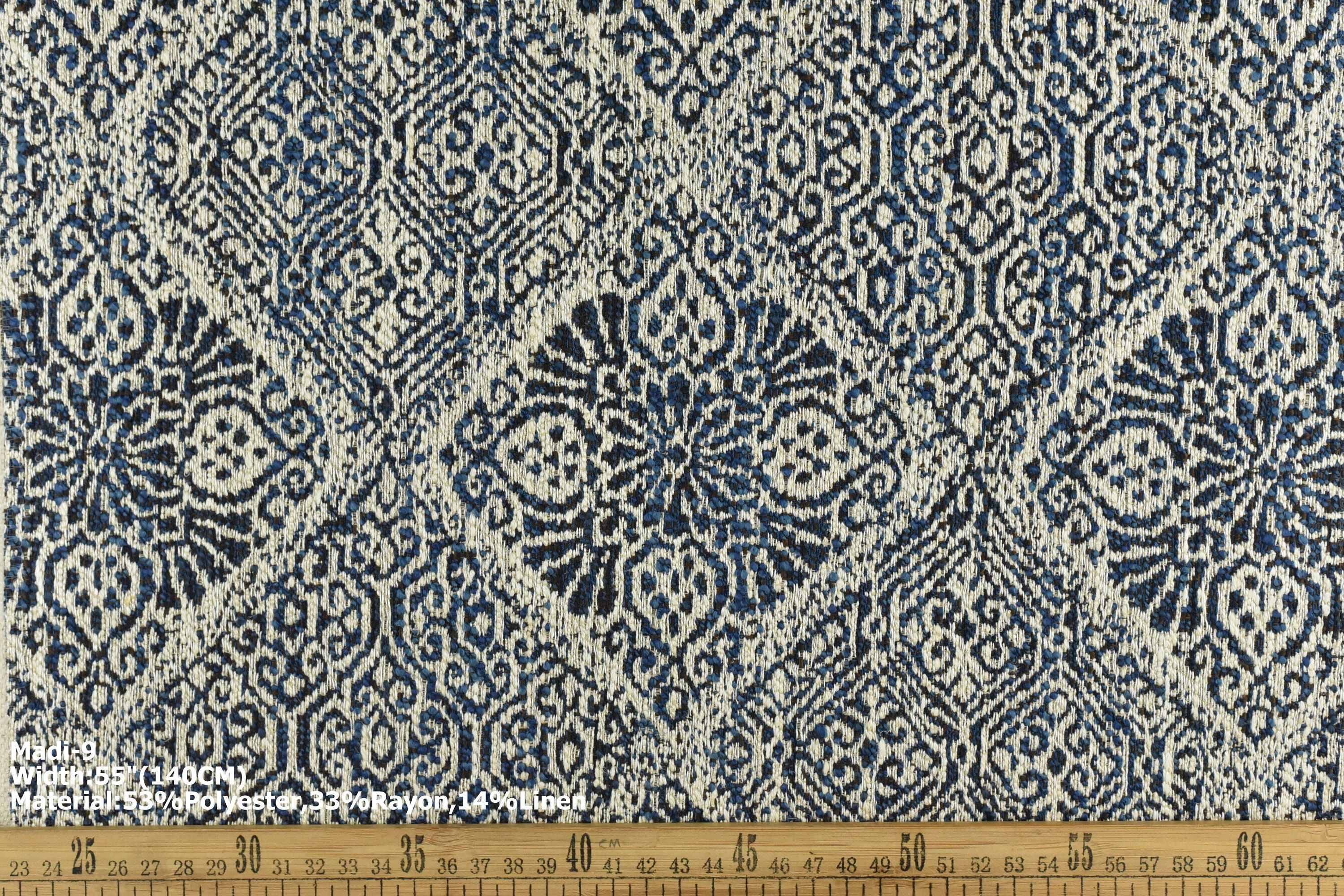 Vintage Foral Geometric Pattern Traditional Design Cotton Linen Blend ...