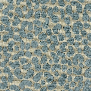 Designer Heavy Weight Linen Blend Cream Blue Chenille Leopard Jacquard ...