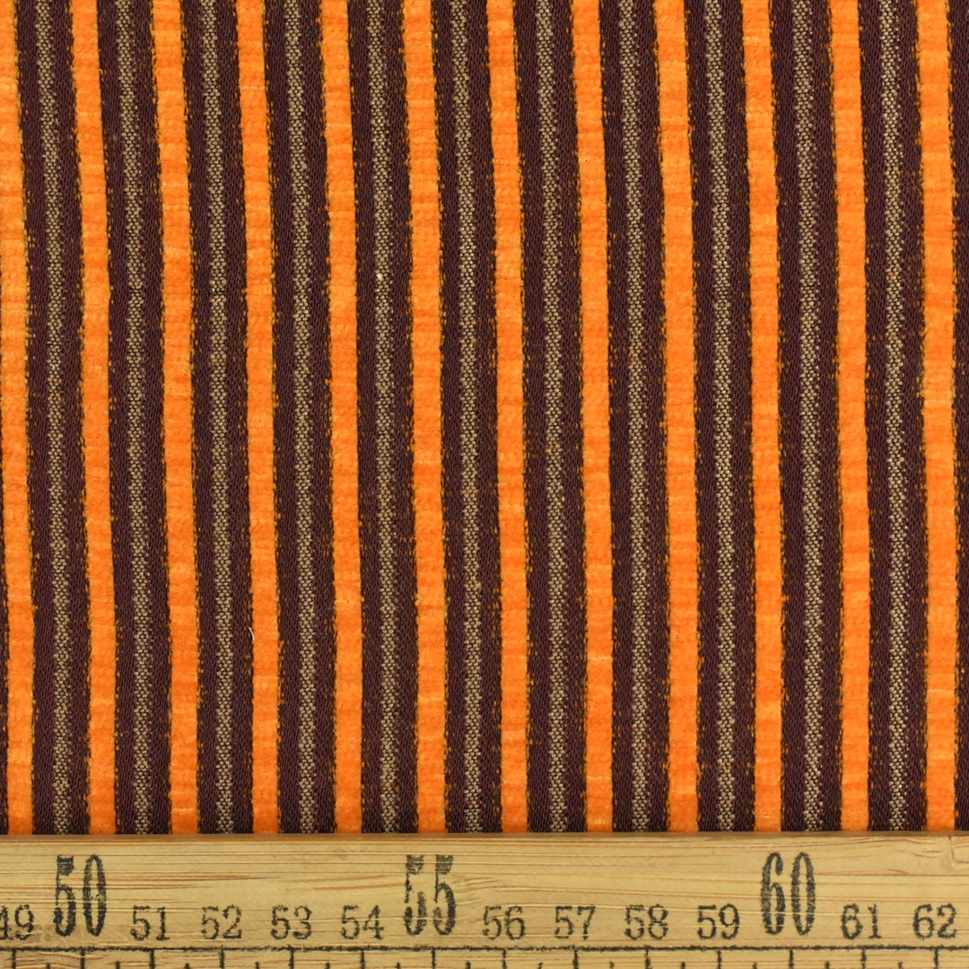 Retro Orange Verticle Chenille Stripe Pattern Wovens Solids Upholstery ...