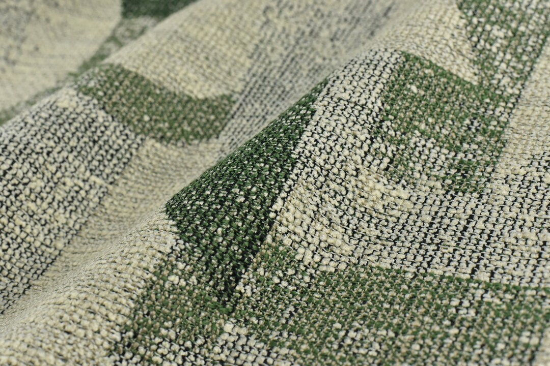 Green Large Woven Abstract Geometric Upholstery Fabric by the Yard for ...