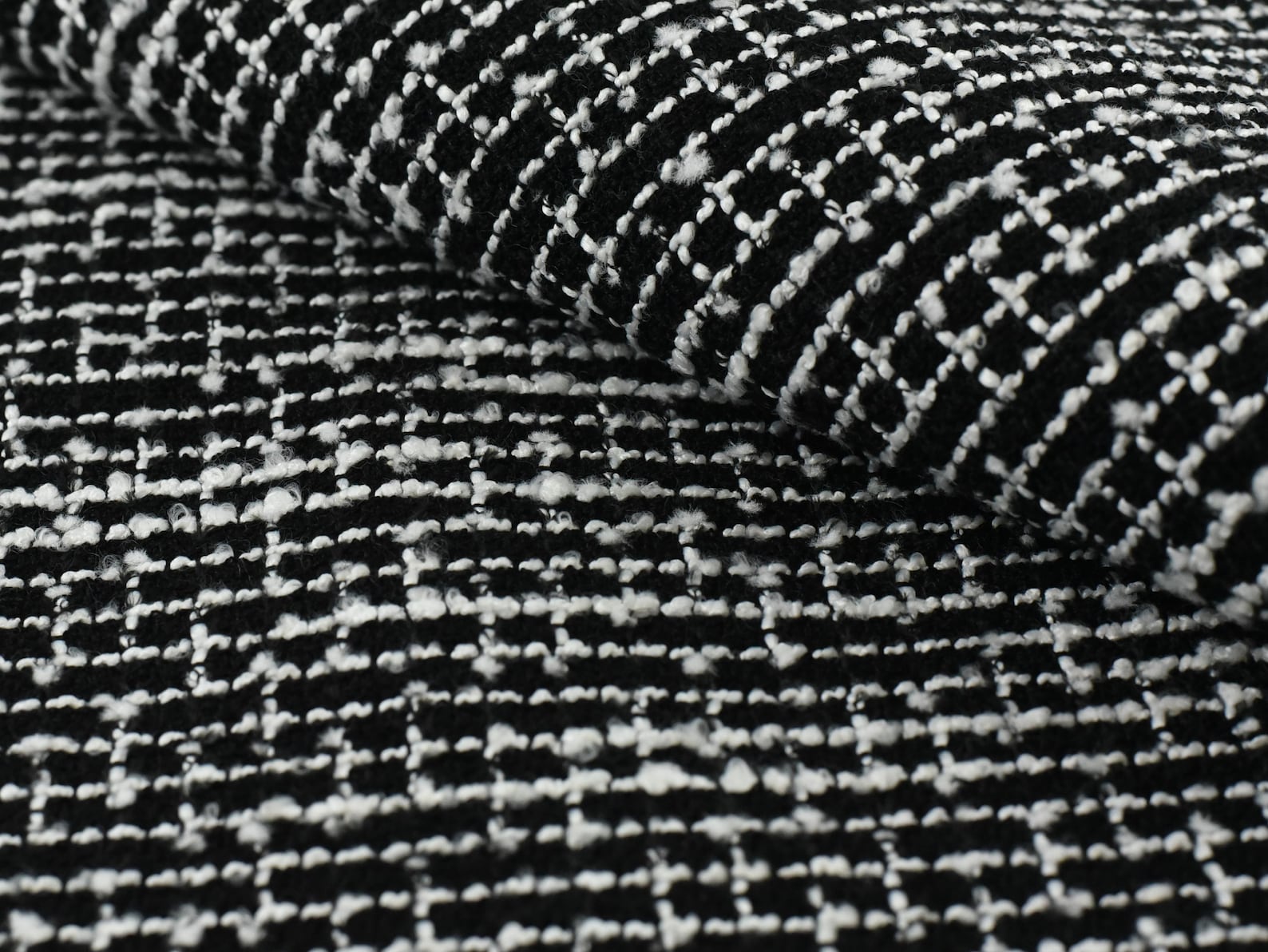 Black and White Tweed Design Textured Boucle Upholstery Fabric for ...