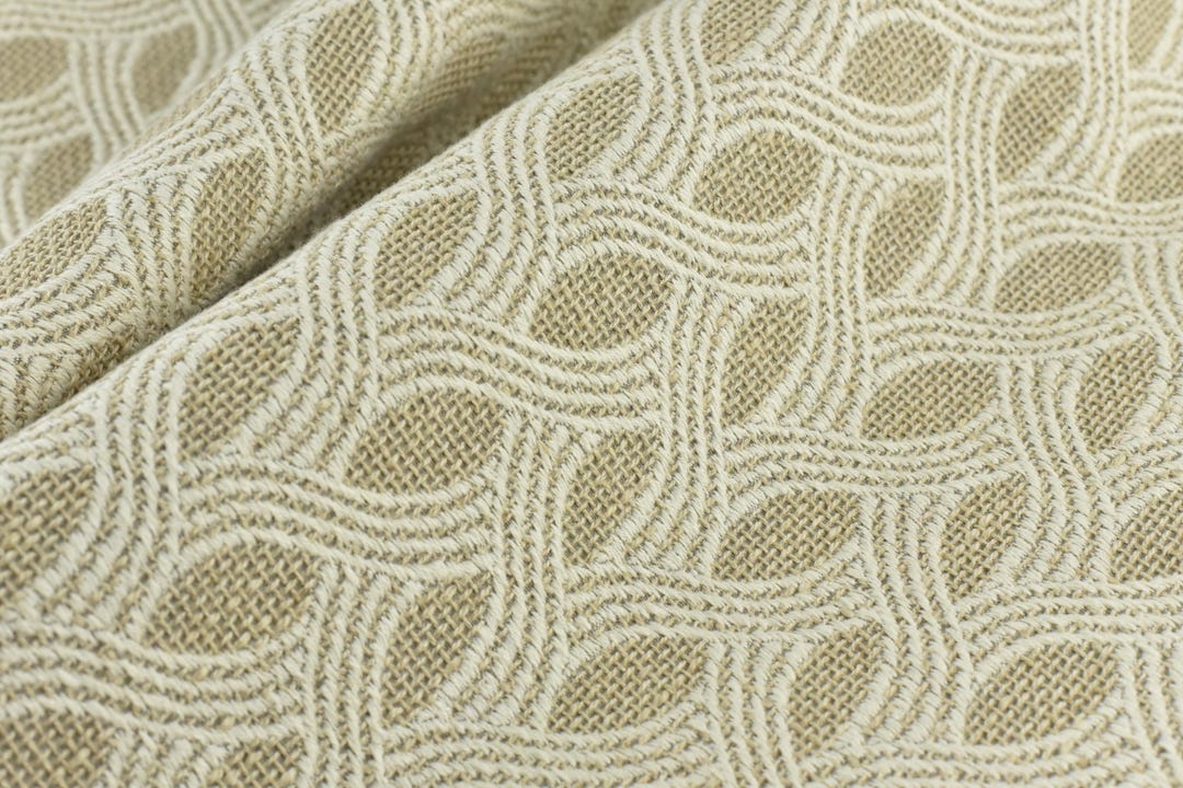 Natural Farmhouse Cotton Linen Blend Abstract Geometric Crossed Woven ...