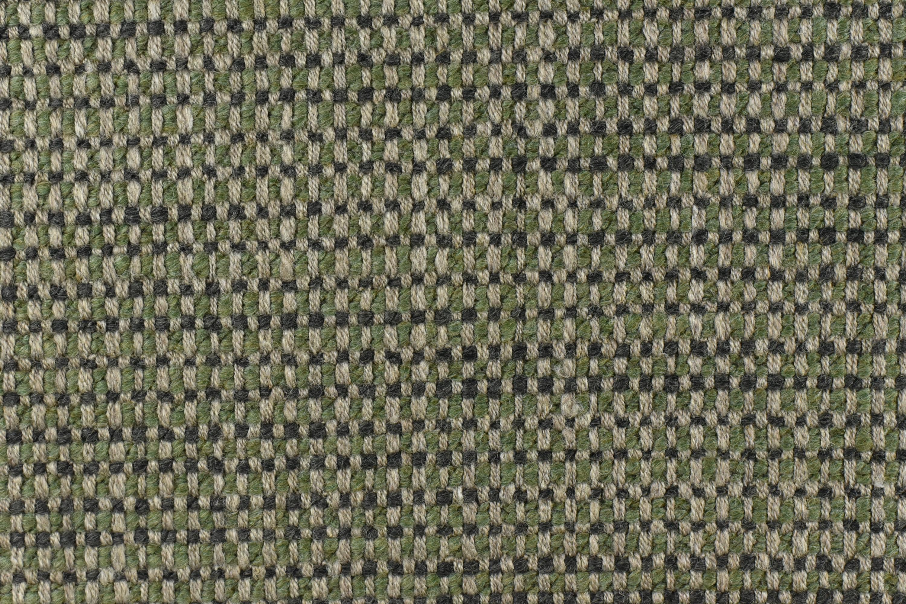 Heavy Weight Wool Linen Blend Black Green Woven Upholstery Fabric ...