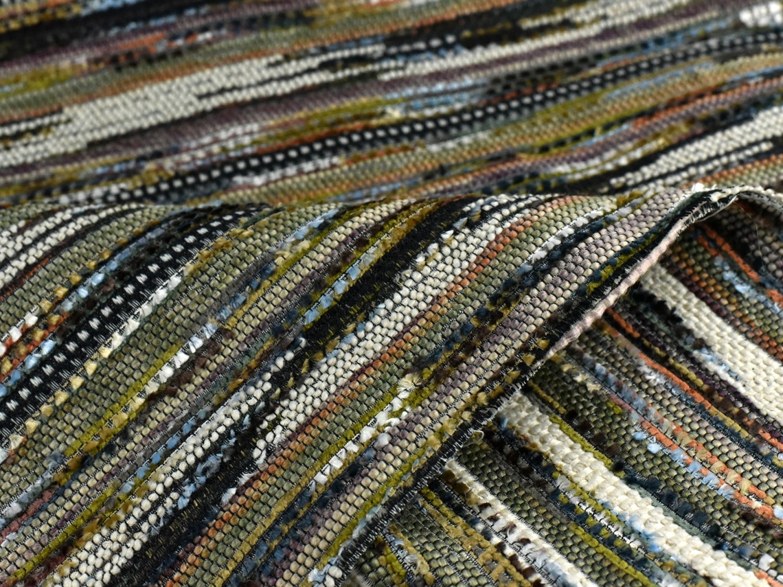 Multi-colored Modern Wool Blend Tweed Design Abstract Stripes ...