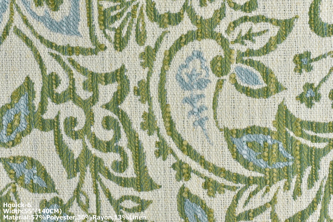 Green Upholstery Group Paisley Linen Blend Home Decor Upholstery Fabric ...