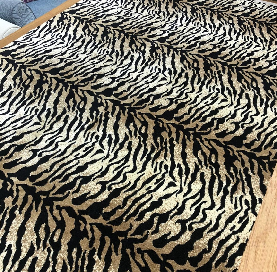 Luxury Shiny Zebra Cut Velvet Upholstery Fabricgold Black Vintage Wild ...