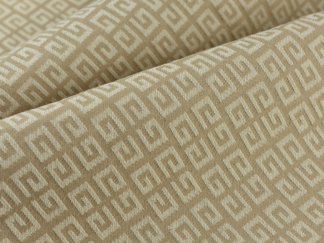 Cotton Linen Only Greek Key Cream Tan Abstract Geometric Upholstery and ...