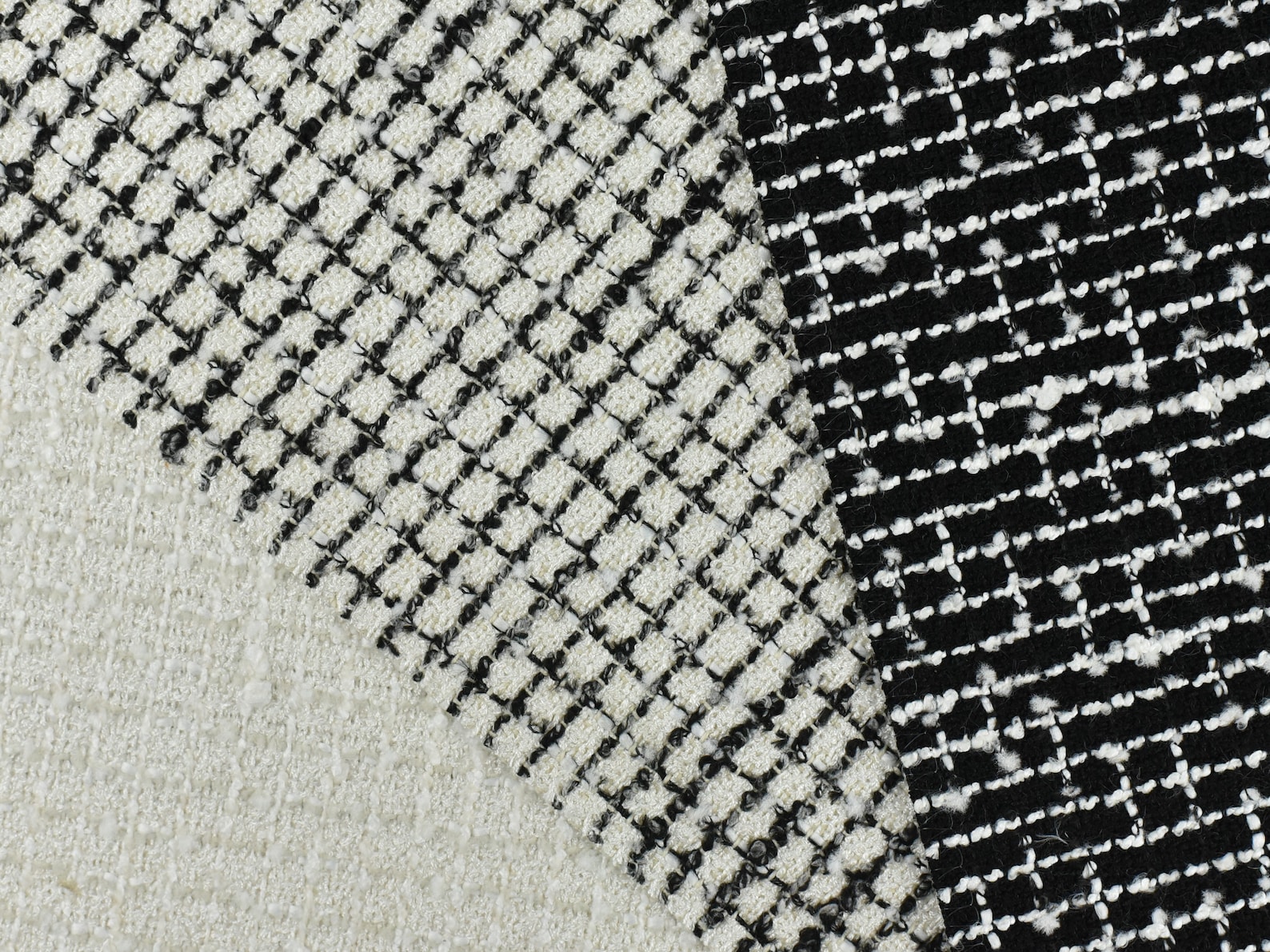 Black and White Tweed Design Textured Boucle Upholstery Fabric for ...