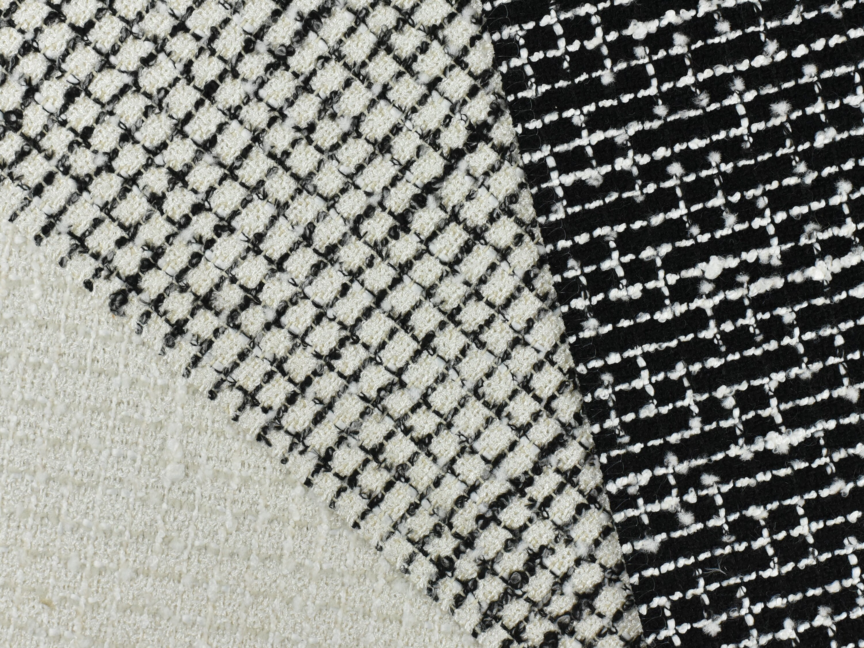 Black and White Tweed Design Textured Boucle Upholstery Fabric for ...