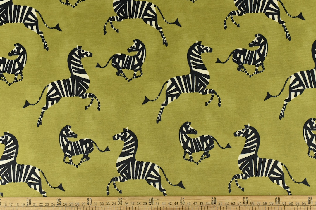 Chartreuse Green Playful Zebra Velvet Upholstery Fabric|arts and Crafts ...