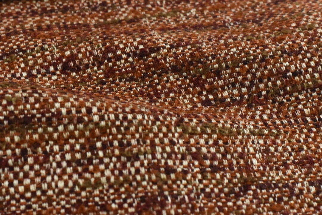 Wider Width Rust Wool Blend Nubby Textured Boucle Upholstery Fabric ...