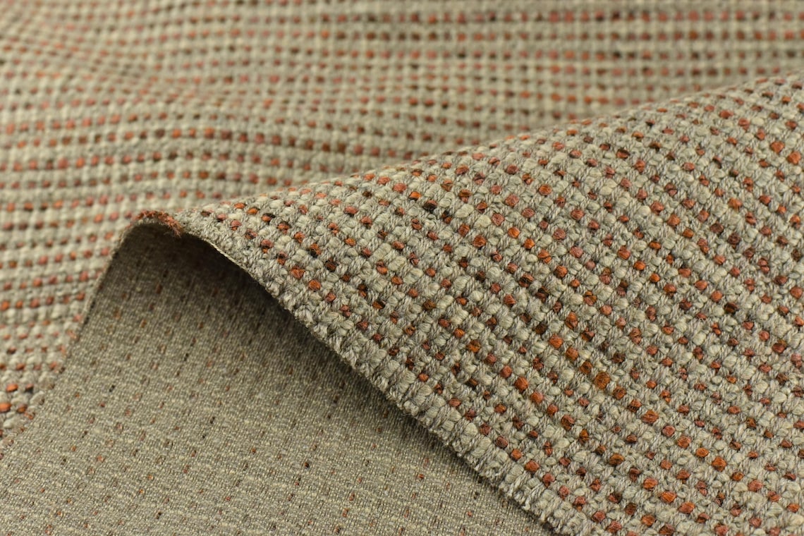 Heavy Weight Wool Linen Blend Rust Brown Wheat Woven Upholstery Fabric ...