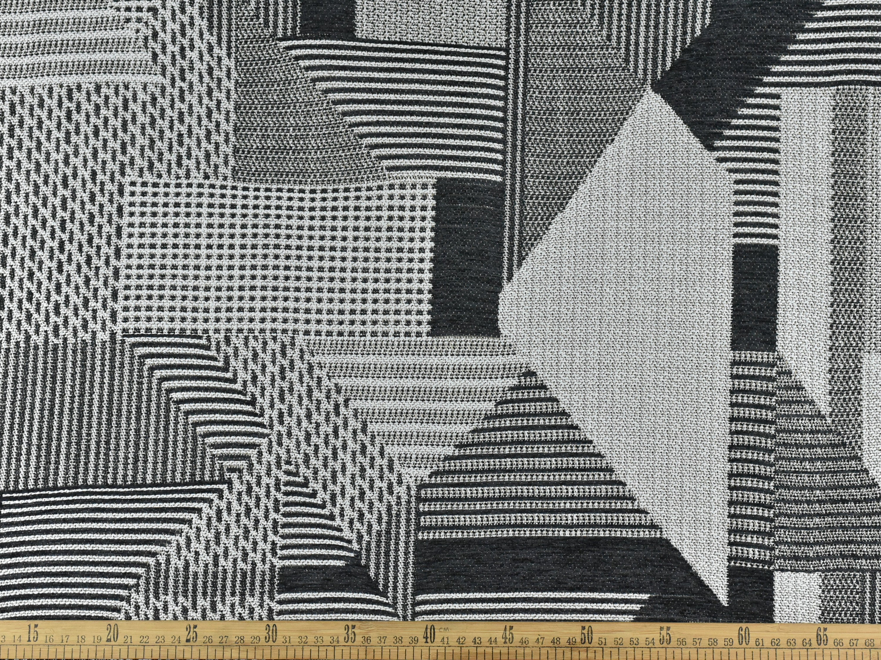 Retro Abstract Geometric Upholstery Fabricgeometric Pattern Black and ...