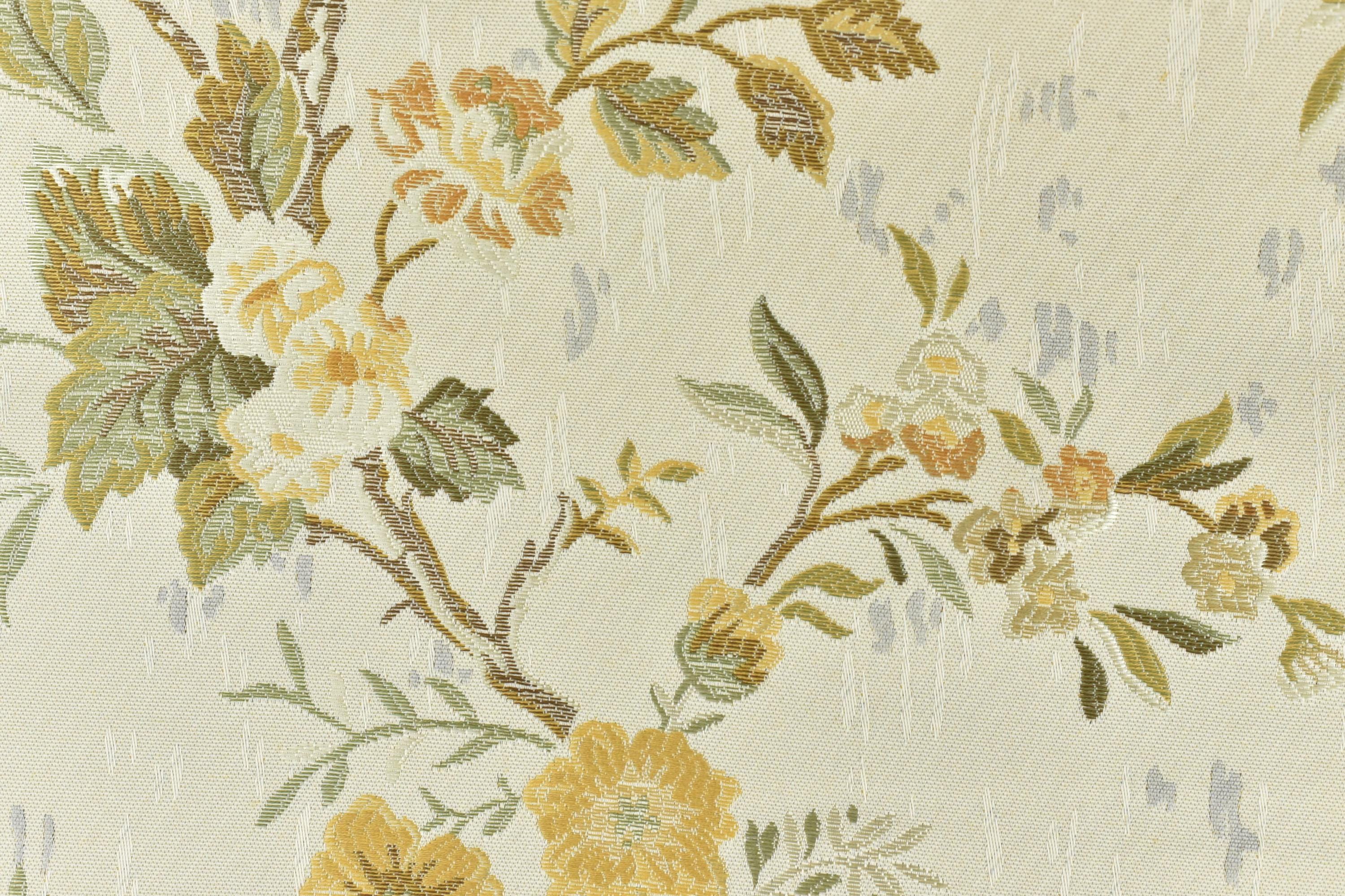 Vintage Pink and Chartreuse Green Floral Jacquard Fabric for for ...