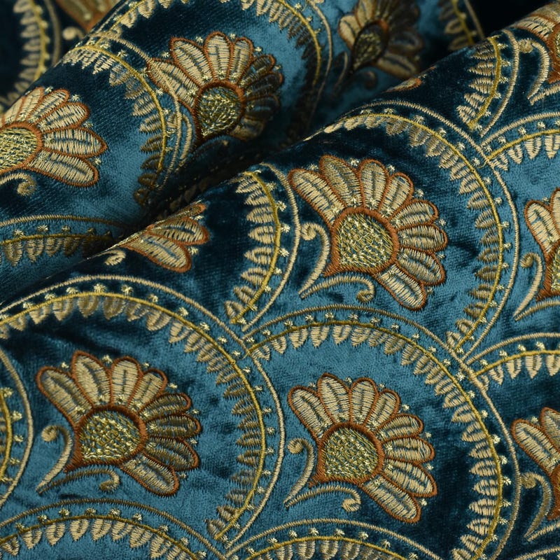 Teal Curtain Fabrics - Etsy UK
