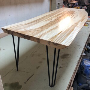 Olive Ash Slab, Waney Edge, Live Edge, Coffee Table on Hairpin Legs ...
