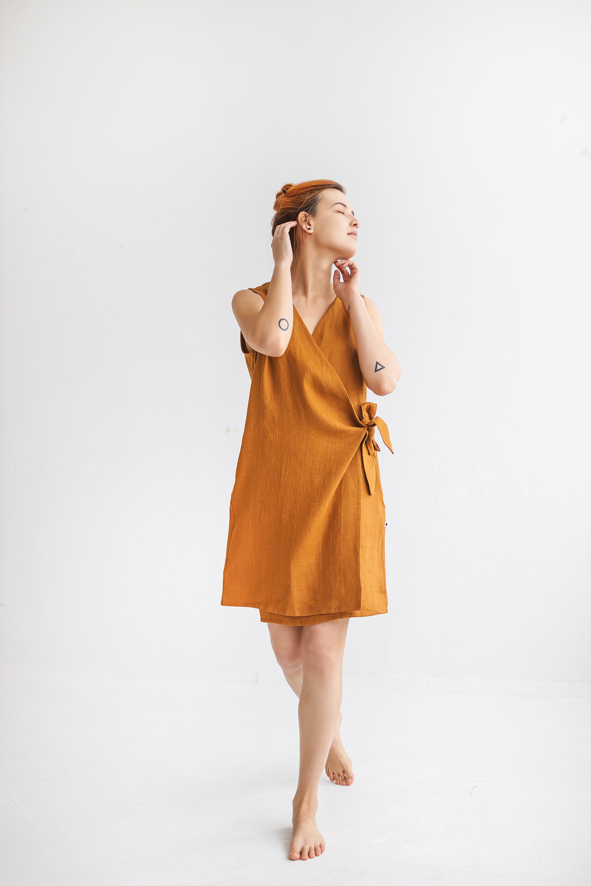 Linen Dress Una V Neck Sleeveless Organic Linen Summer Dress Etsy