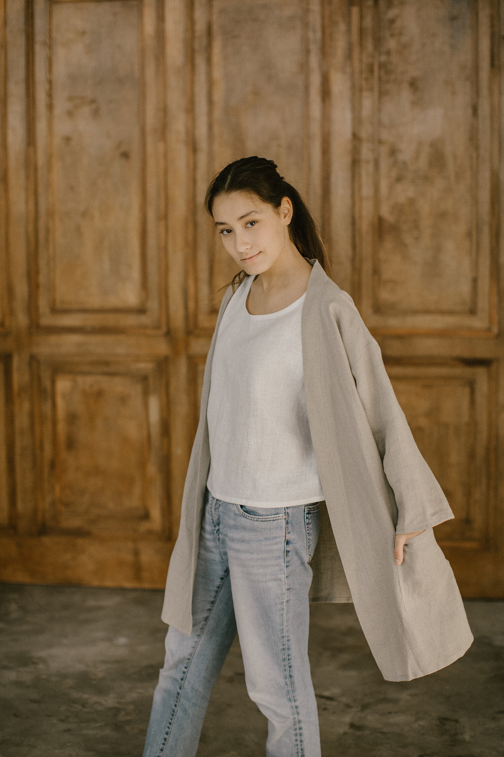 100% Organic Linen Cardigan for Women, Open Front 100% Organic Linen Cardigan for Women, Open Front