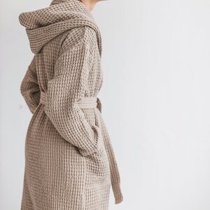 Hooded Plus Size Cotton Robe for Women and Men, Unisex Cotton and Linen ...