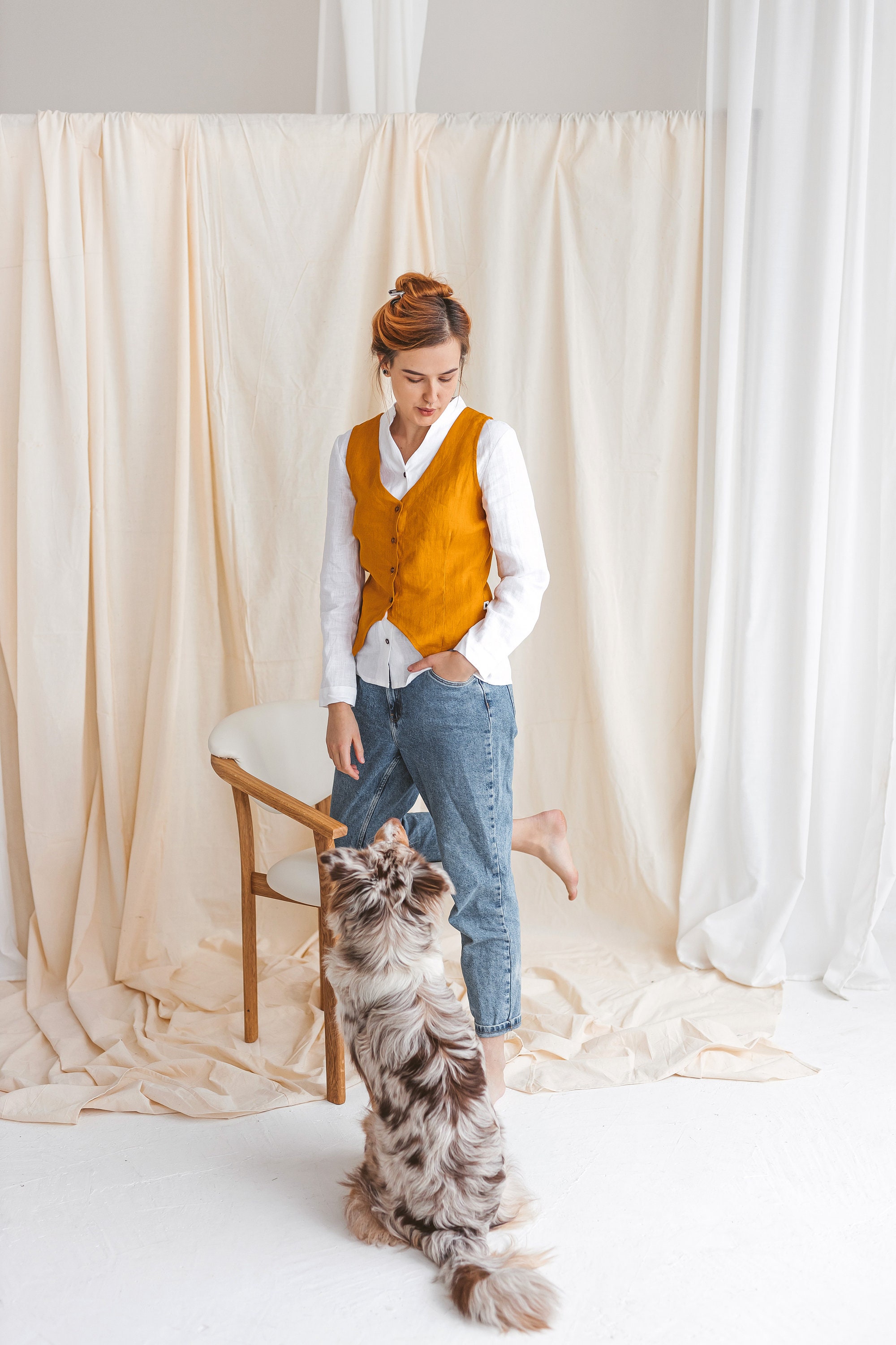 Linen Vest Women AFRIKA, Linen Tank Top, Linen Formal Vest, Linen ...
