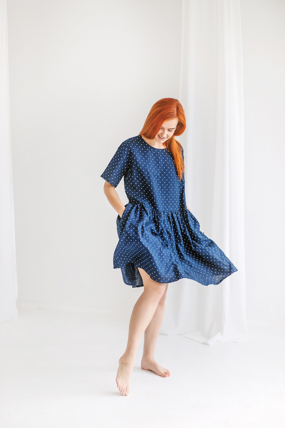 Loose Linen Dress Alex, Plus Size Linen Dress, Summer Linen Dresses for ...
