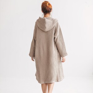 Hooded Plus Size Cotton Robe for Women and Men, Unisex Cotton and Linen ...