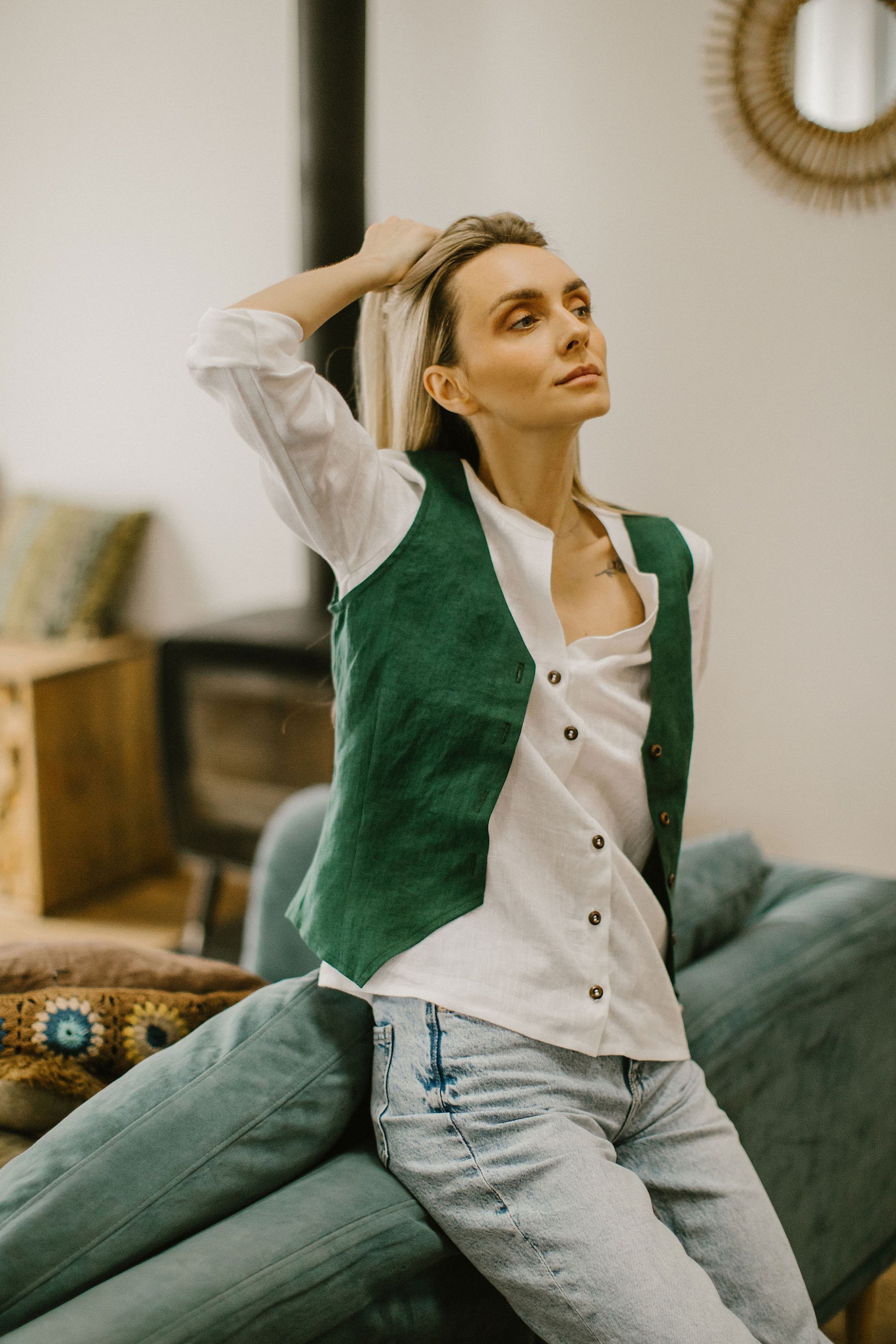 Linen Vest Women AFRIKA, Linen White Vest, Linen Tank Top, Linen Formal ...