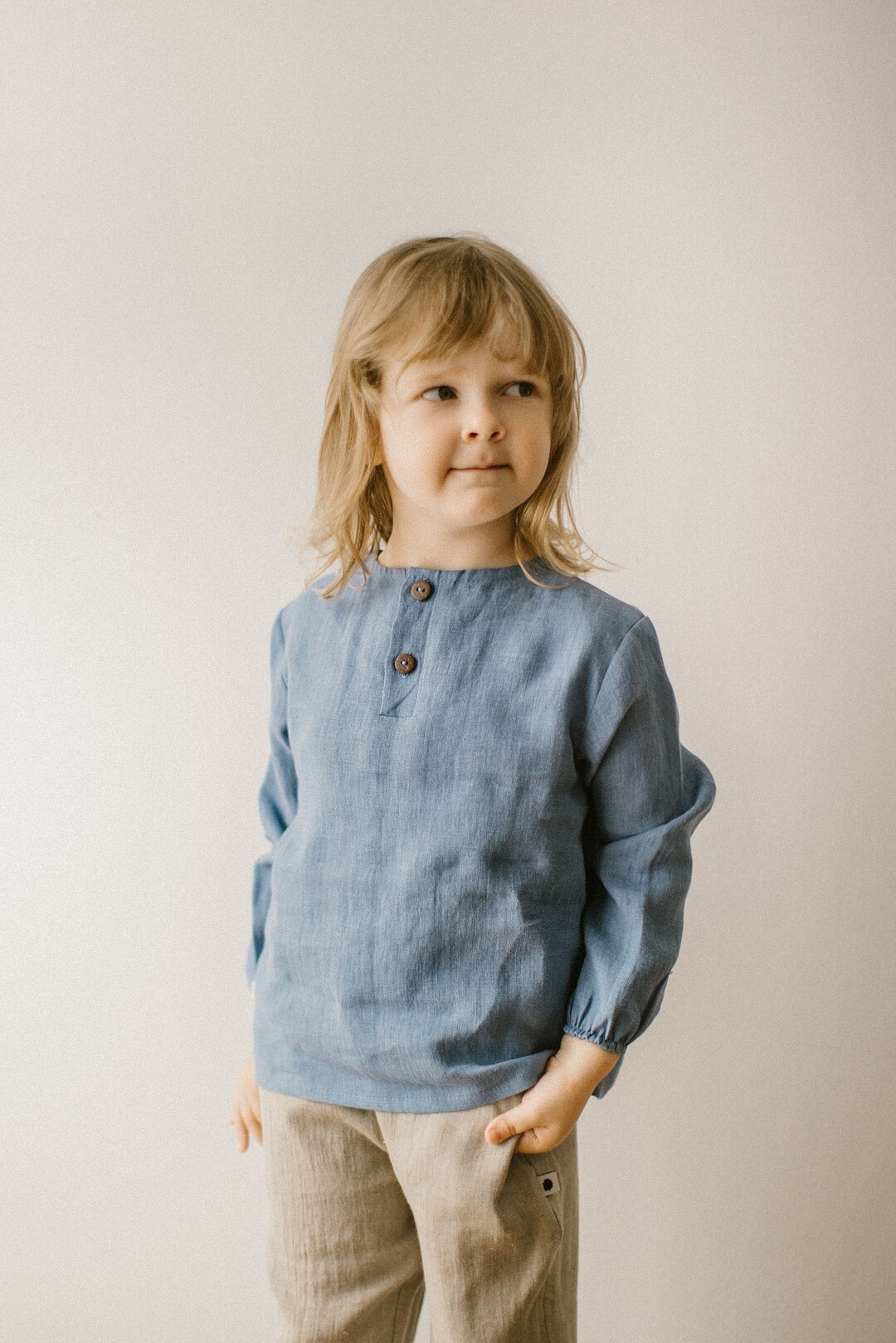 Long Sleeves Boys Linen Shirt, Organic Linen Button up Shirt, Linen ...