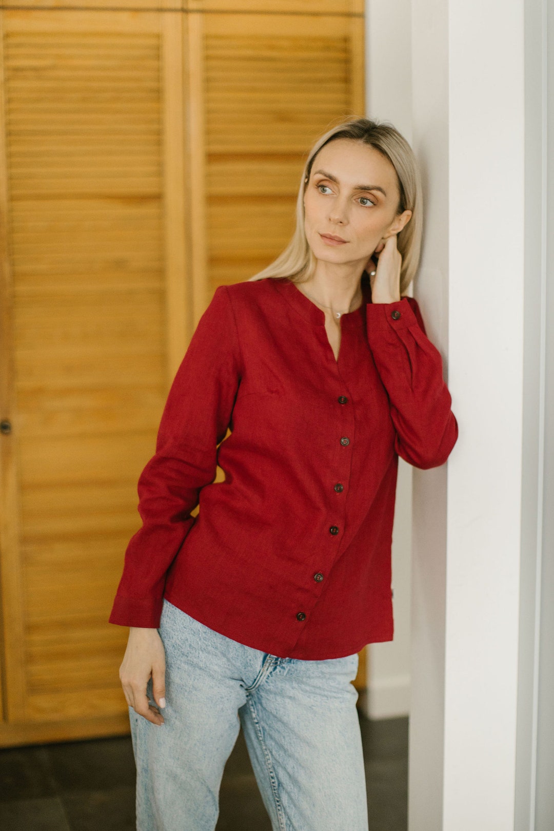 Classic Linen Button up Shirt ANGELIA, White Linen Shirt - Other Colors ...