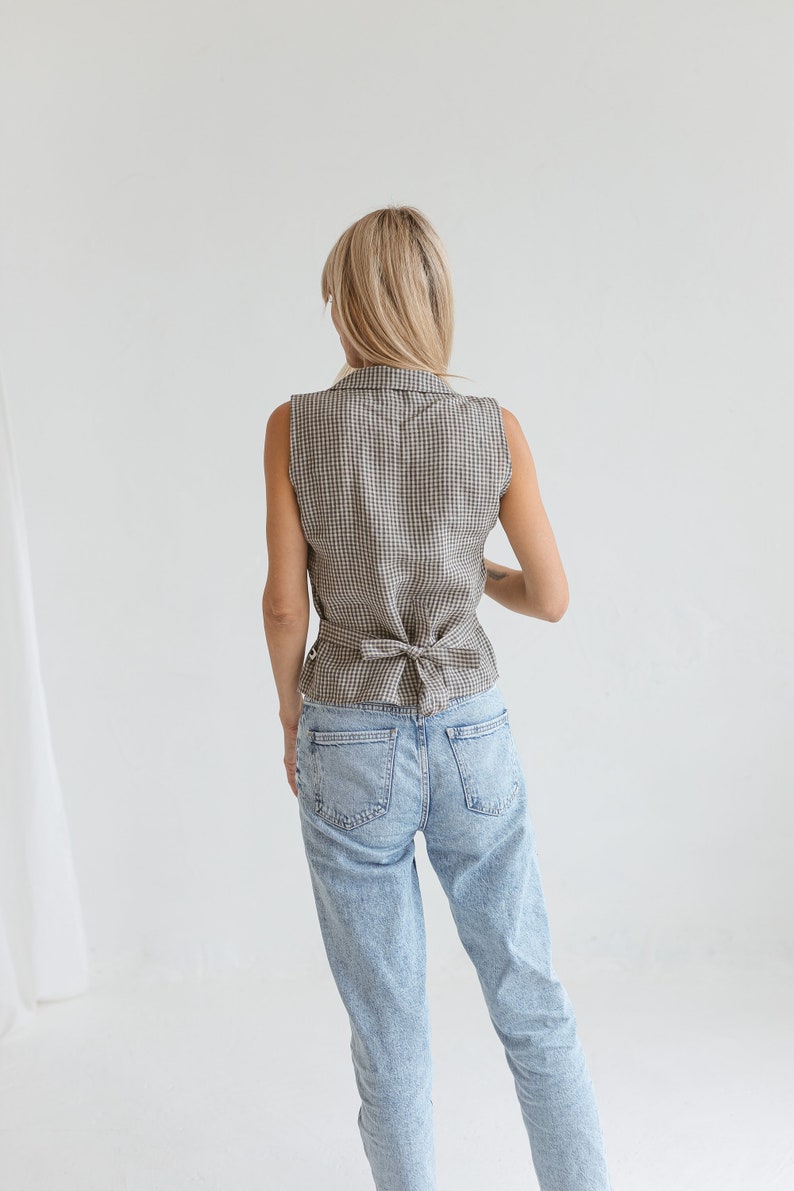 Linen Vest Women GRACE, Linen White Vest, Linen Tank Top, Linen Formal ...