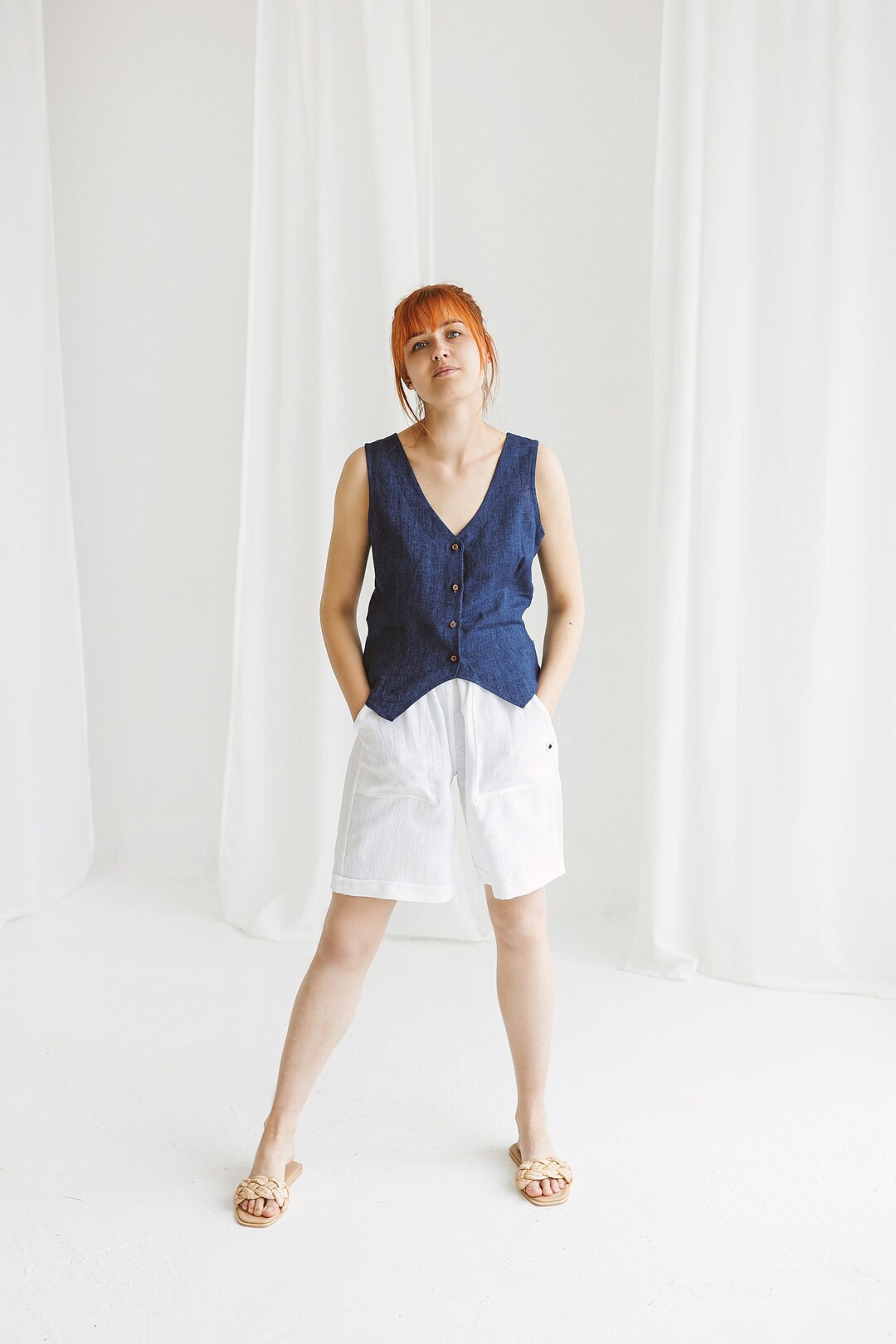 Ready to Ship, Linen Vest Women AFRIKA, Linen White Vest, Linen Tank ...