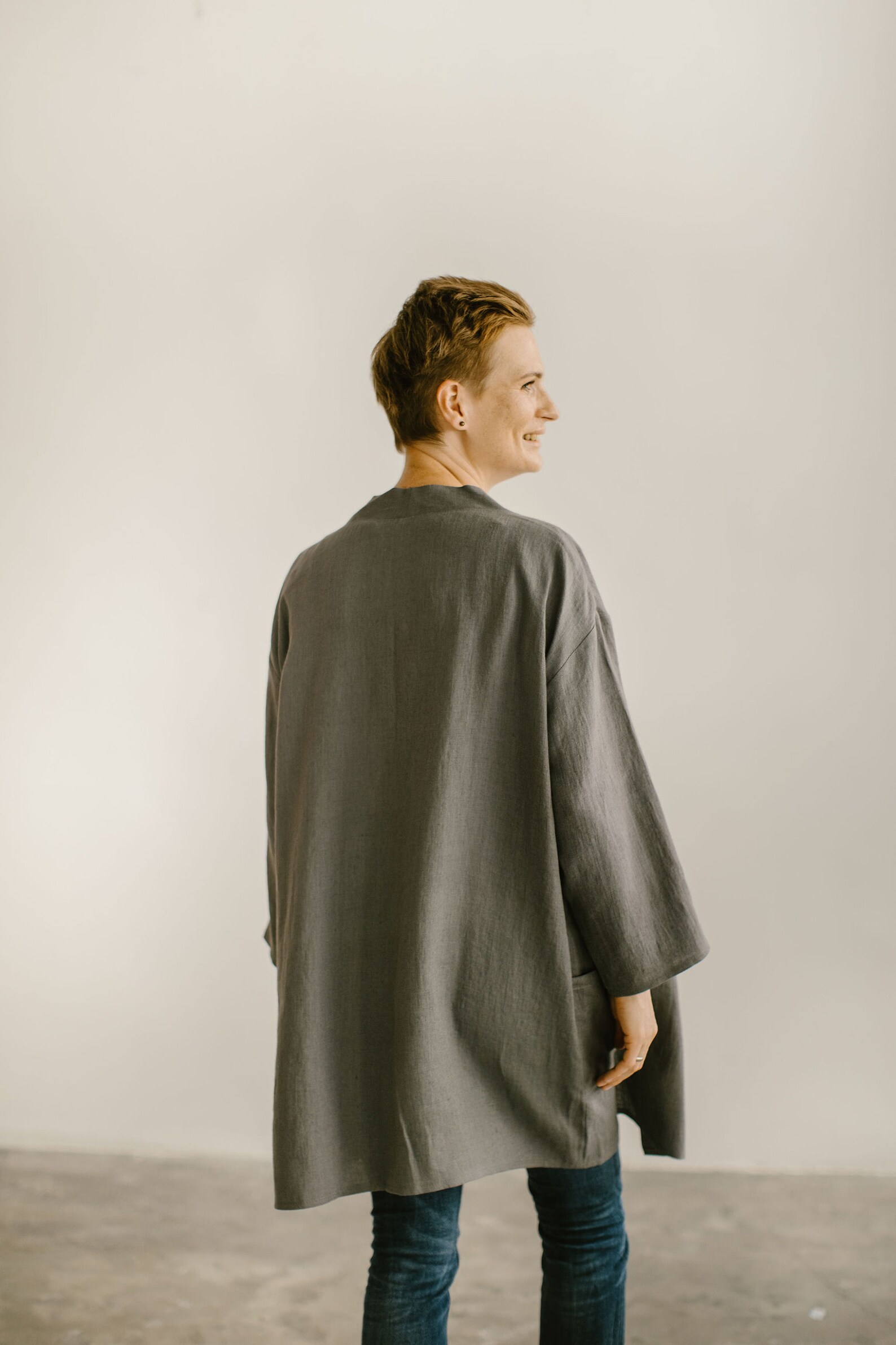 100% Organic Linen Cardigan for Women, Open Front Lightweight Linen ...