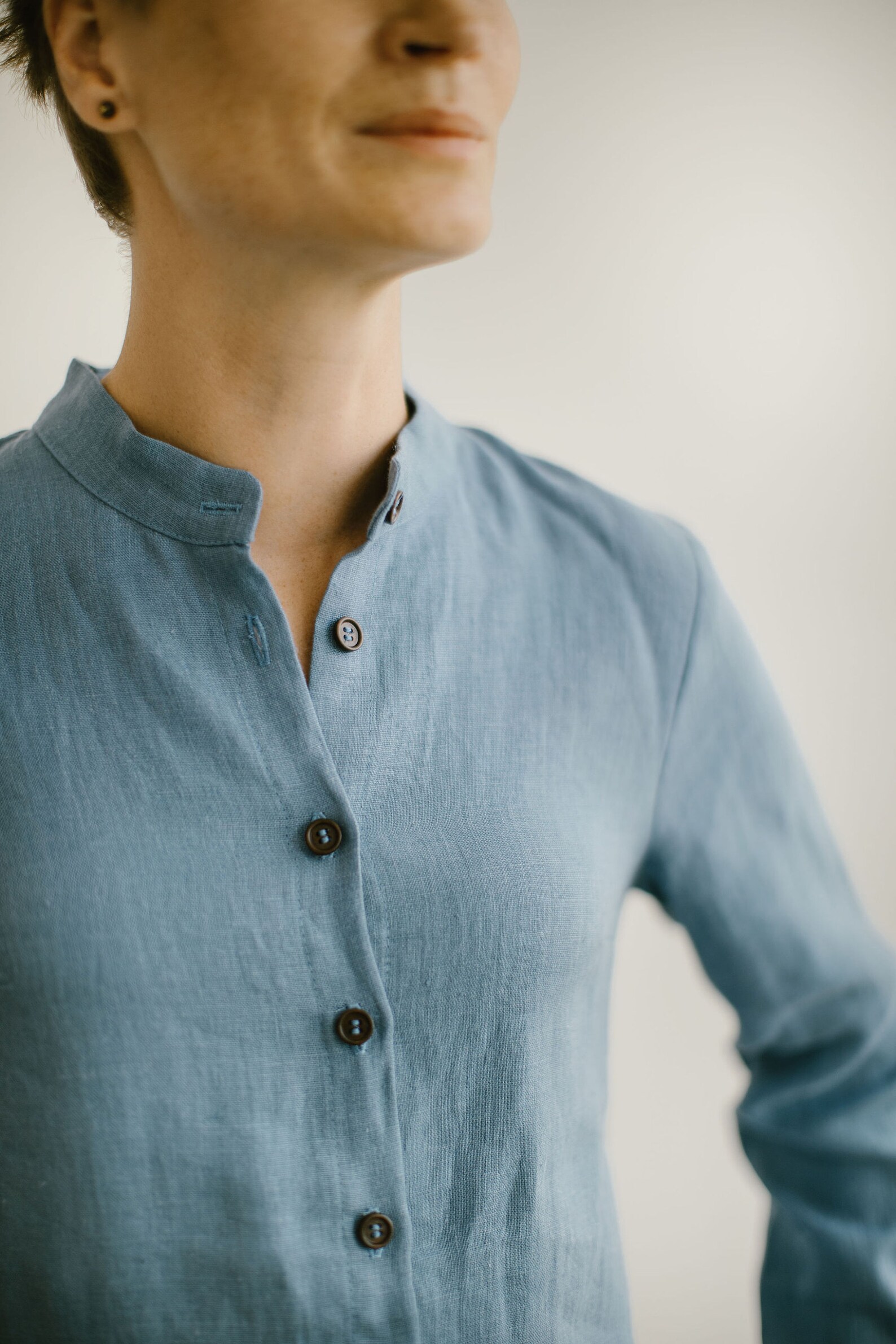 Classic Linen Button up Shirt SKYLAR, White Linen Shirt - Other Colors ...