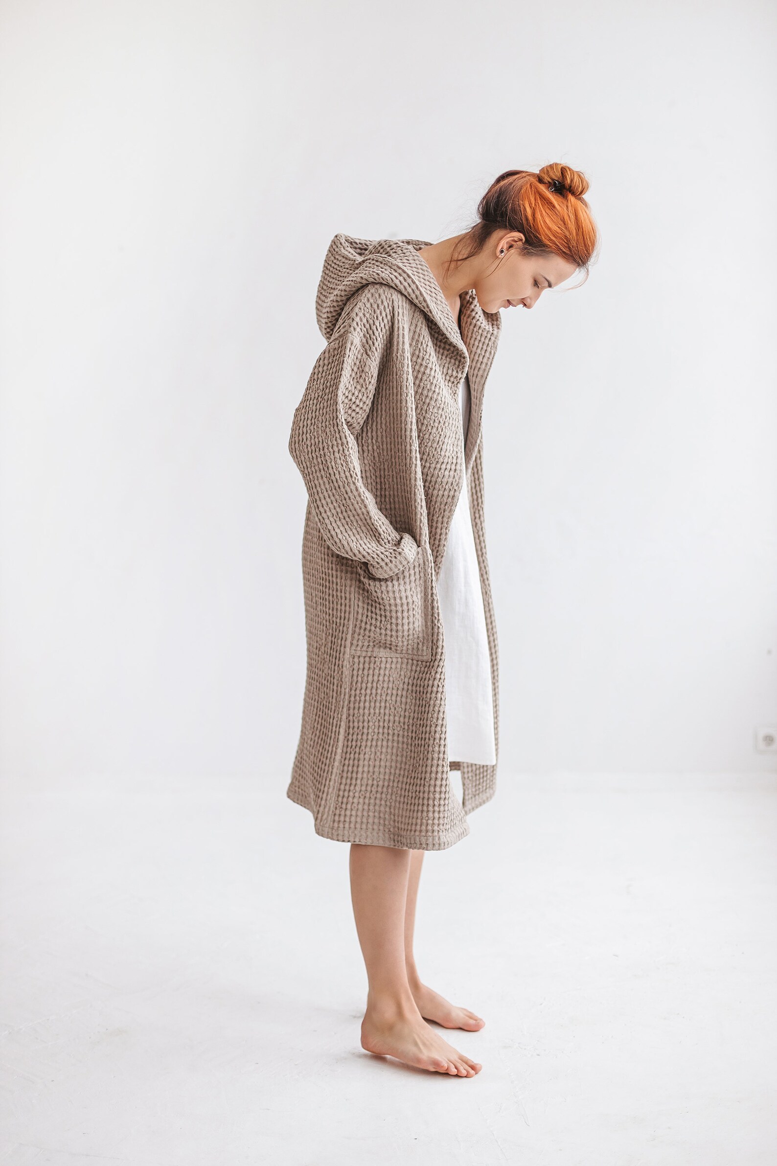 Hooded Plus Size Cotton Robe for Women and Men Unisex Cotton | Etsy