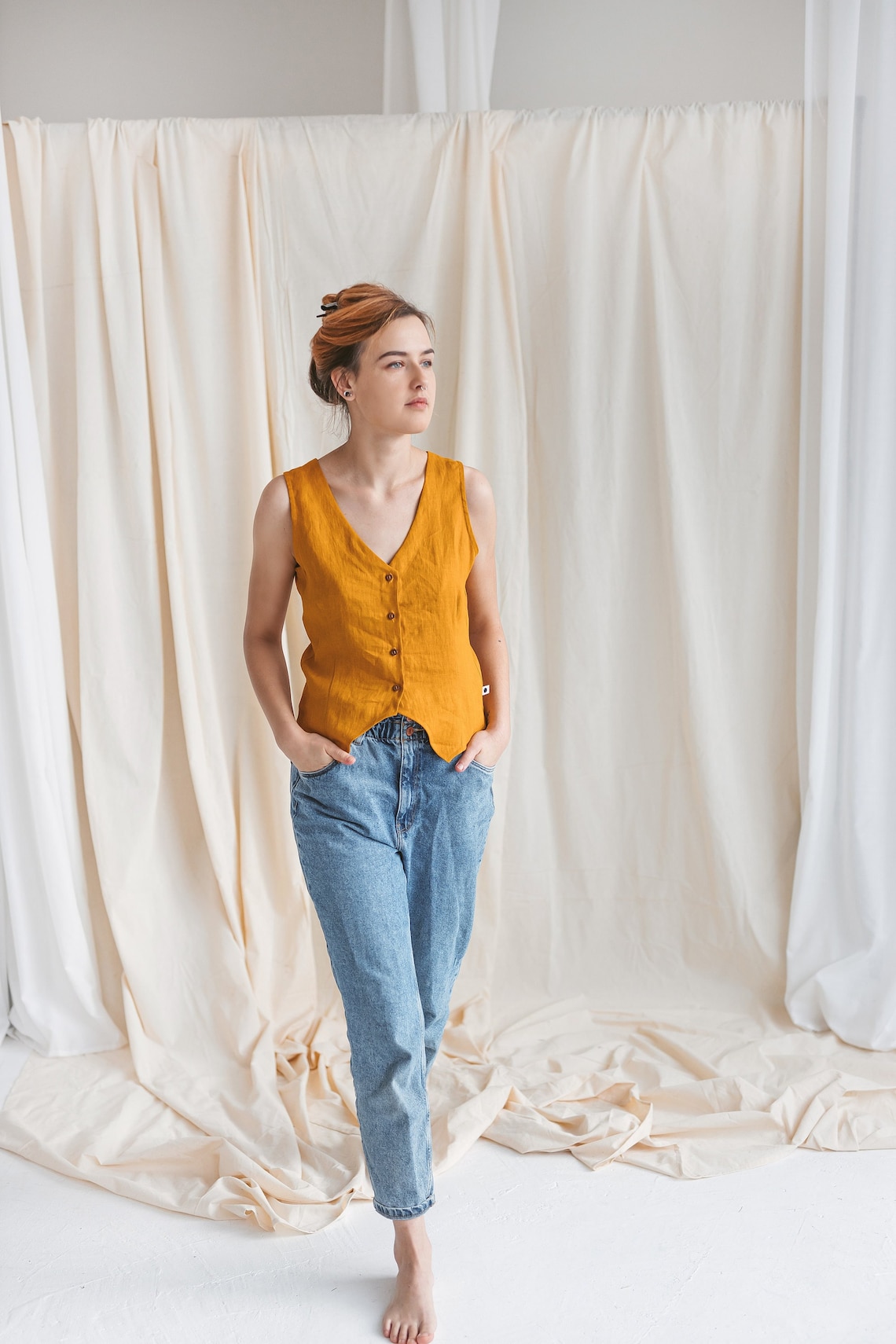 Linen Vest Women AFRIKA, Linen Tank Top, Linen Formal Vest, Linen ...