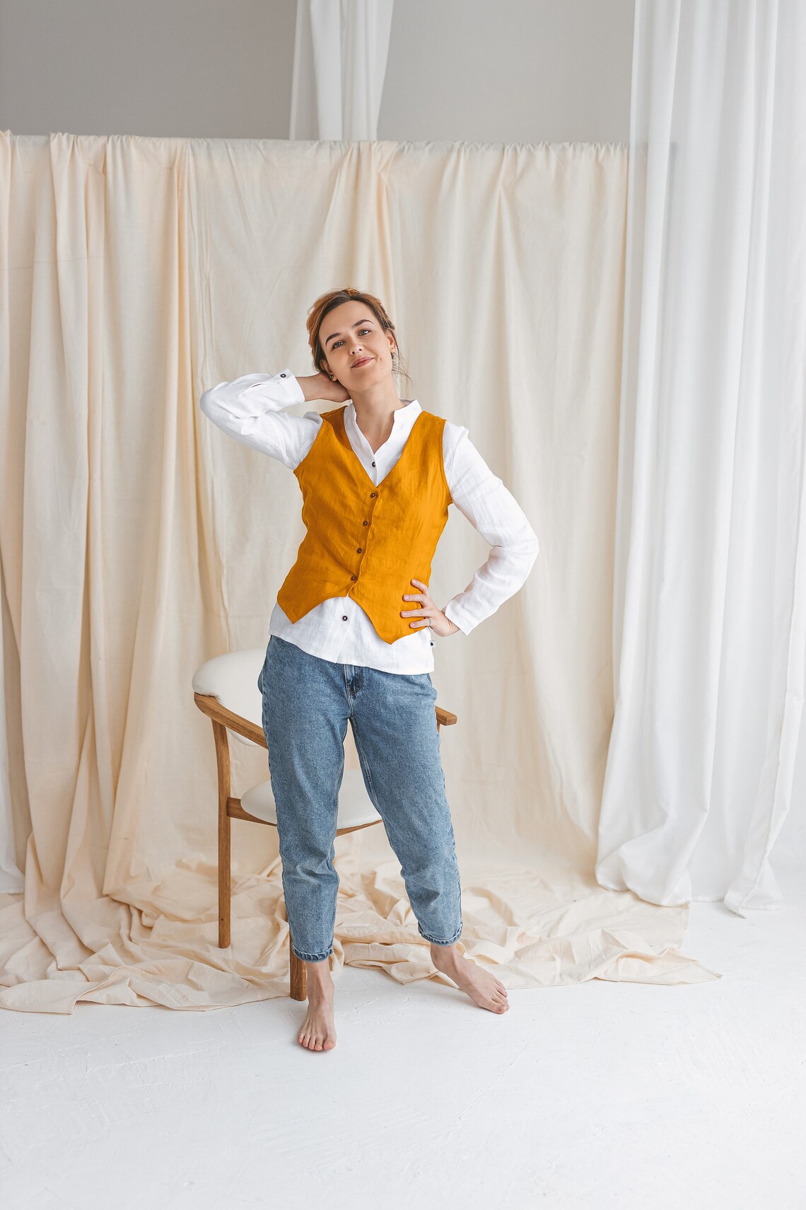 Linen Vest Women AFRIKA, Linen Tank Top, Linen Formal Vest, Linen ...