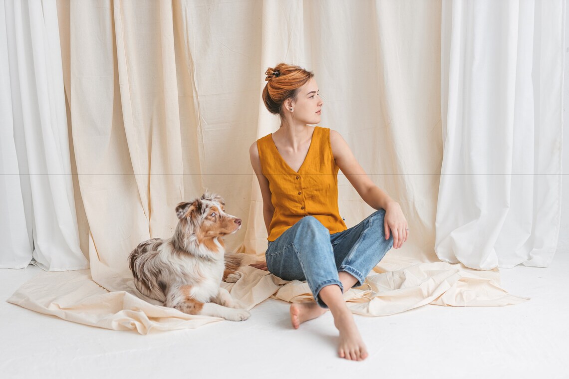 Linen Vest Women AFRIKA, Linen Tank Top, Linen Formal Vest, Linen ...
