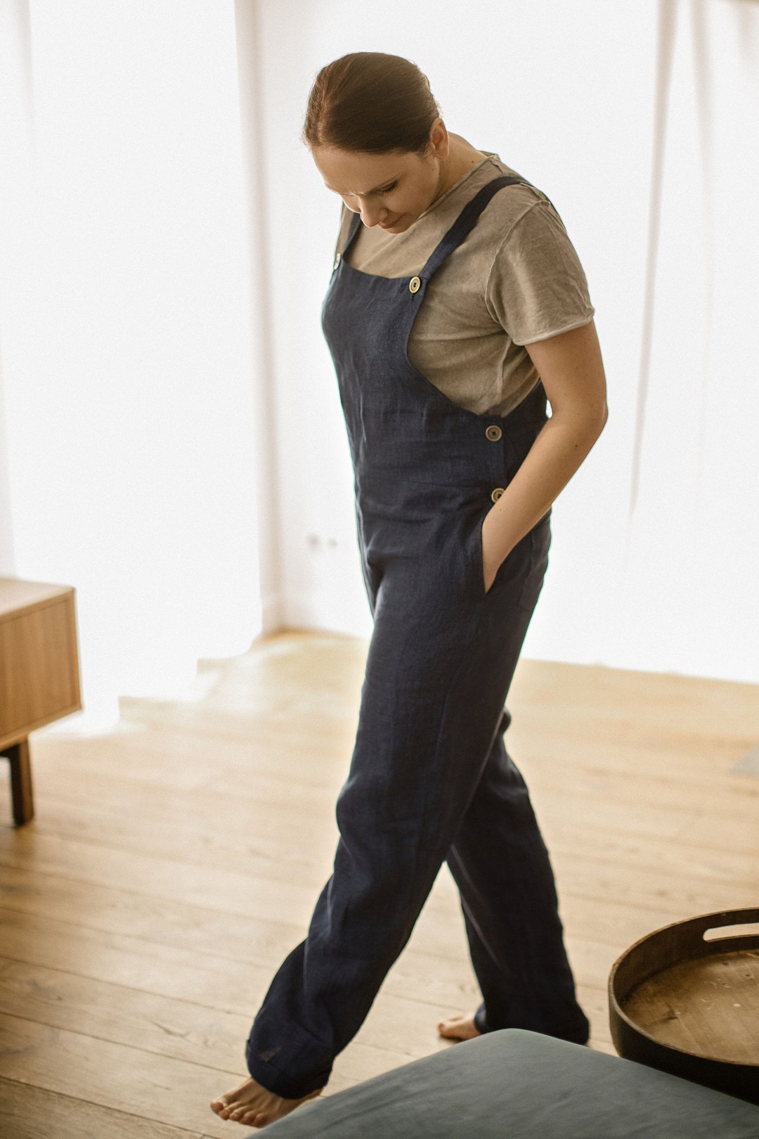 Womens Linen Overalls BERTA, Vintage Style Linen Jumpsuit, Summer ...