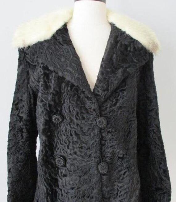 Women's Black Persian Lamb Coat White Original Mink Fur | Etsy