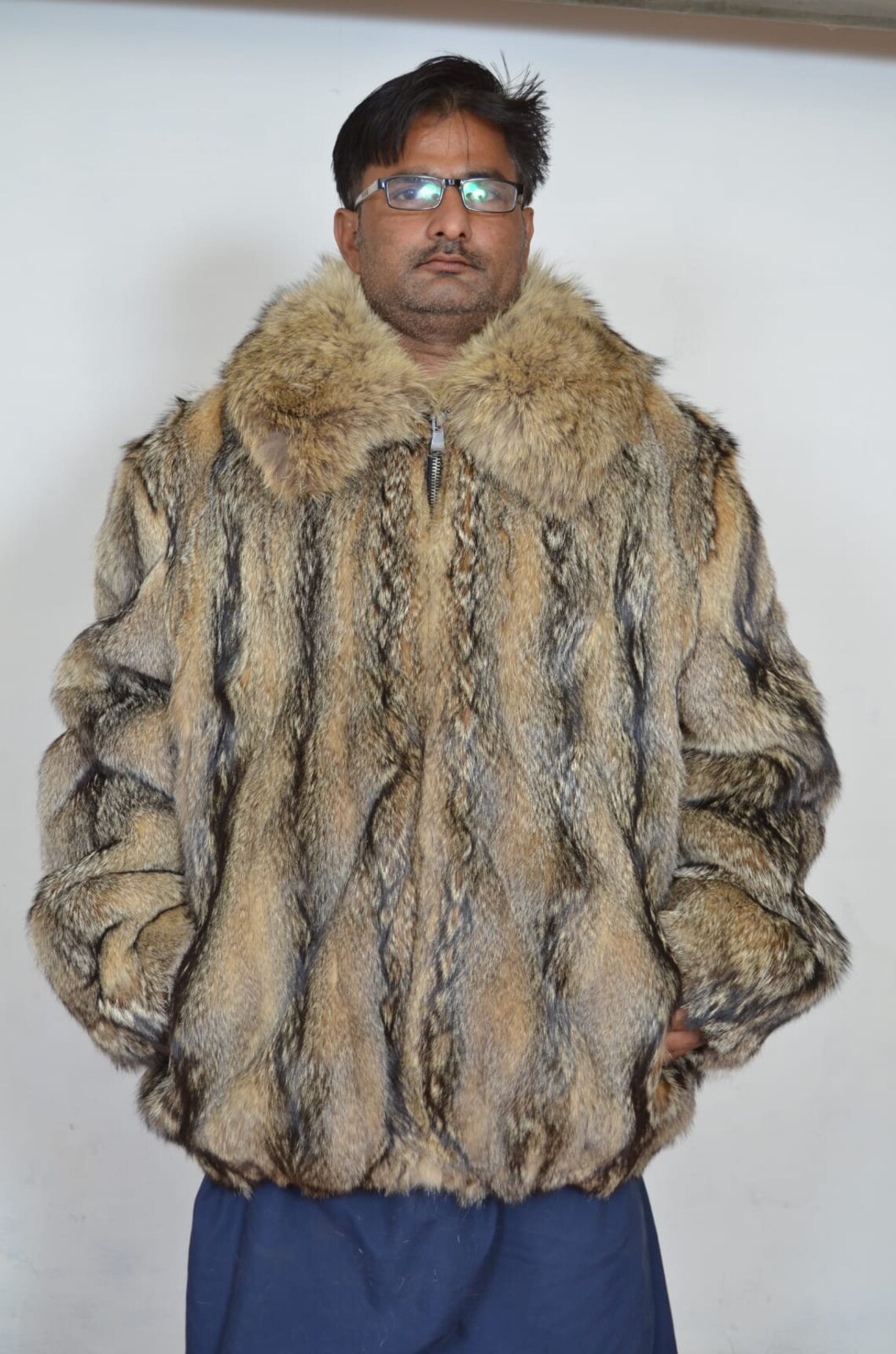 Real Coyote Fur Coat/bomber Jacket for Men All Sizes - Etsy