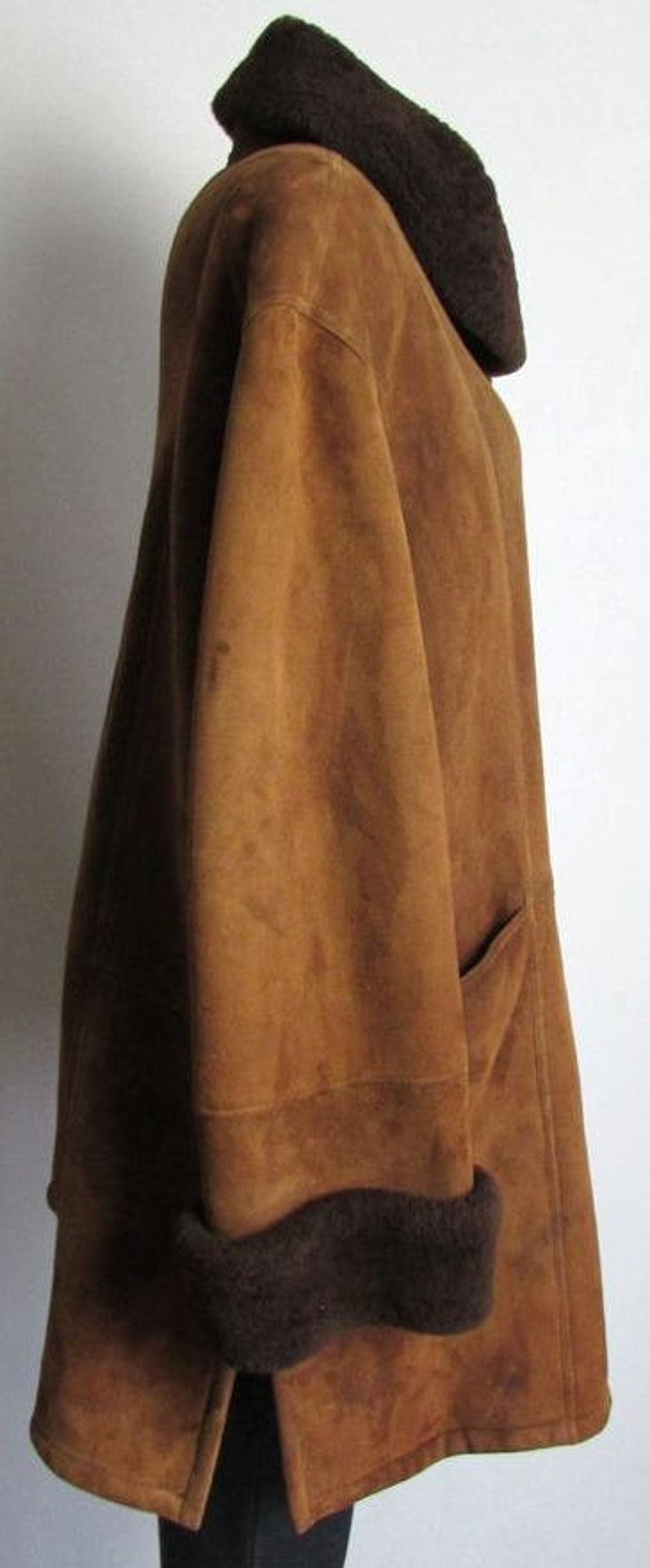 Women's Vintage Suede Shearling Brown Coat Sheepskin Coat - Etsy