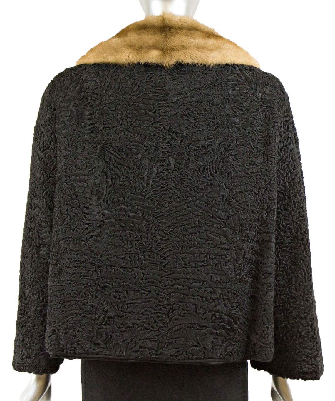 Black Women's Persian Lamb Fur Jacket With Autumn Haze Brown Mink ...