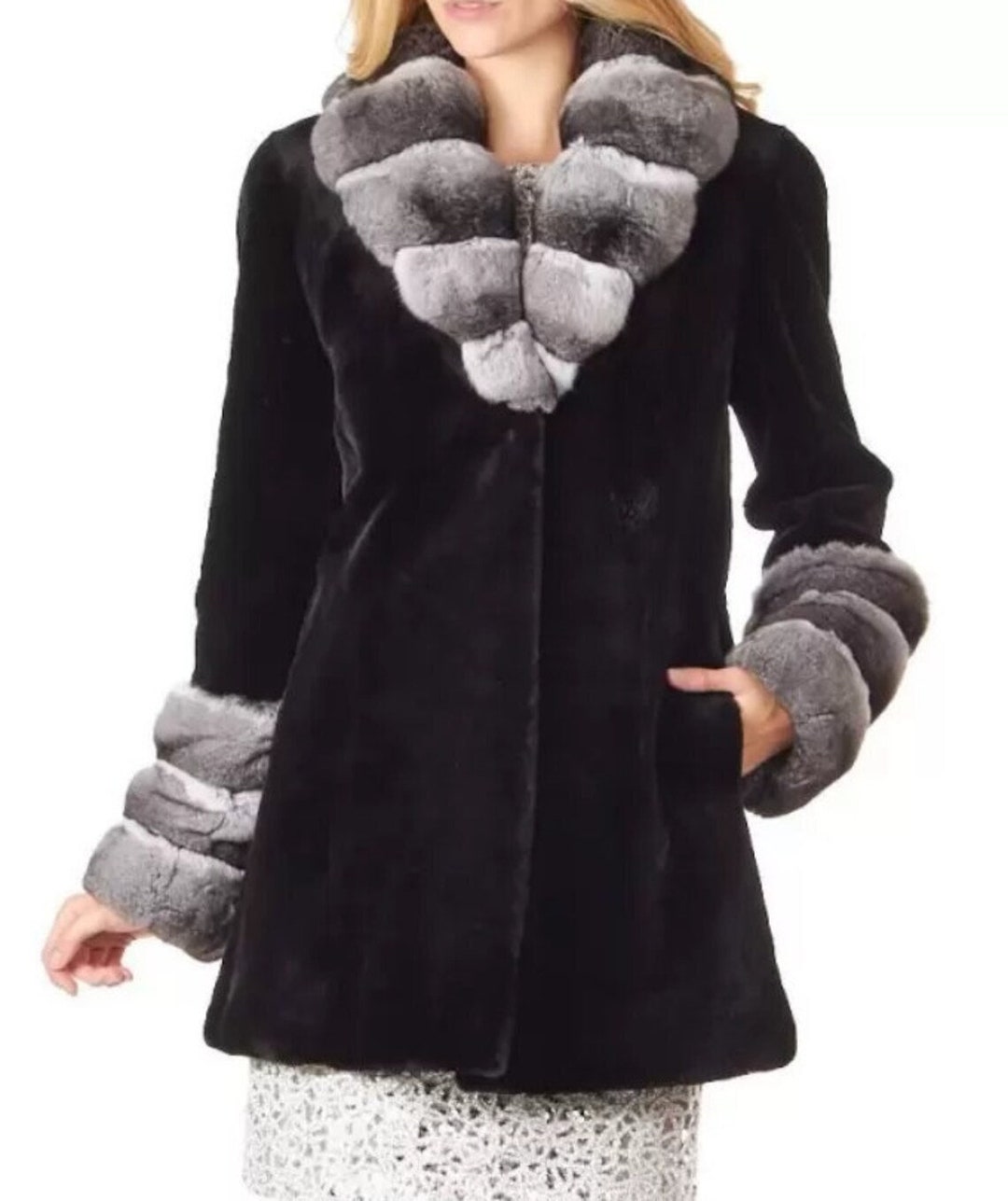 Stunning Real Persian Lamb Fur Coat Karakul Jacket/chinchilla Fur ...