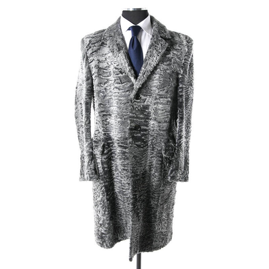 Men's Long Persian Lamb Fur Grey Coat - Fast Shipping - Etsy